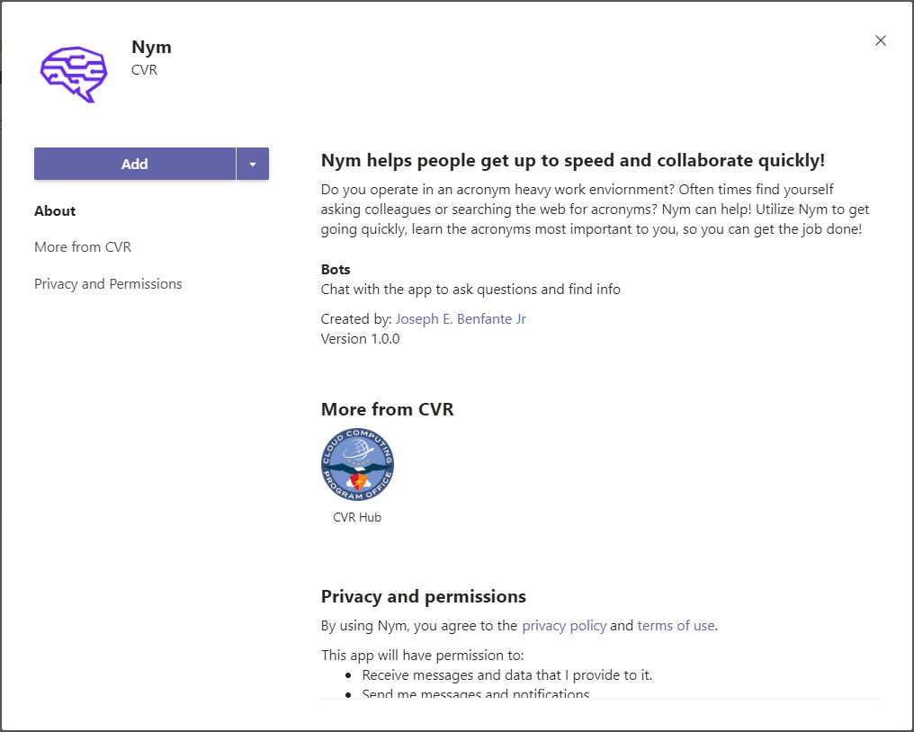 Introducing Nym the DoD Acronym Chatbot